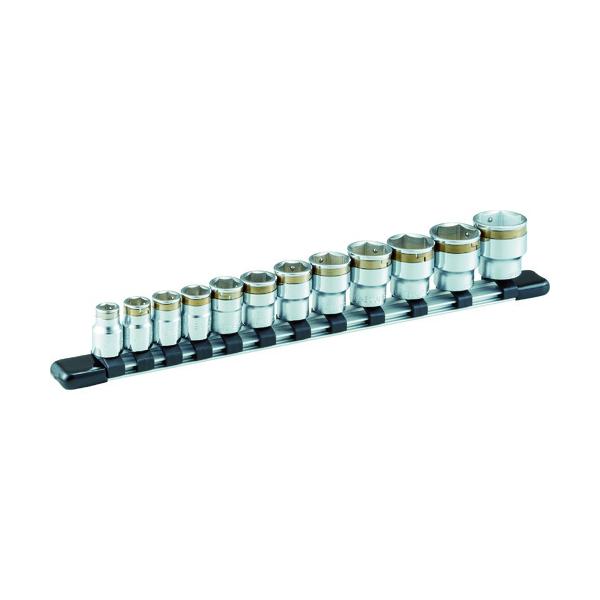 "●ソケットの取り外しが容易なアルミタイプのソケットホルダで作業効率がアップします。<br>●着脱作業時にボルト・ナット類の落下を防止します。<br>●マグネット式ではないので、ソケットに鉄粉などが付着することはあり...