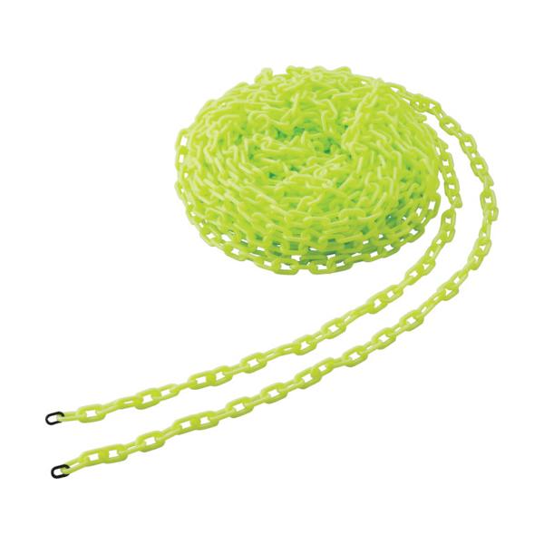 "●プラスチック製で軽量タイプのチェーンです。<br>●使用場所に応じて必要な長さにカットできます。<br><br>●人の誘導や進入禁止用の間仕切り。<br><br>●色：蛍光イエ...