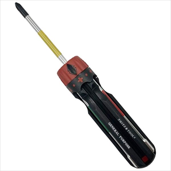 6種類のビットを内蔵・内部で交換できる便利機能ドライバーです。[用途]ネジ締め・緩め作業。[機能]バラさず内部で交換できる便利機能ドライバーです。ハンドル内に＋1・＋2・−5・SCREW・AWLの6種類のビットが内蔵されたドライバーです。内...