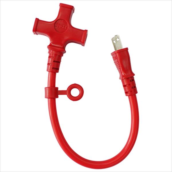 やわらかいカラーコードのショートタップです。[用途]15A・3ッ口・0.5mショートタップ。[機能]耐寒性に優れたやわらかい電線を使用した延長コードです。[仕様]●定格：15A・125V。●コンセント：2PX3ツ口。●色：赤。●電線サイズ：...