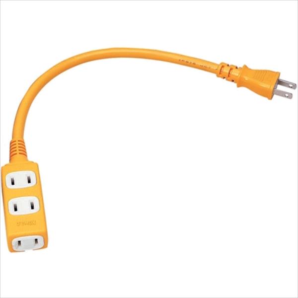 やわらかいカラーコードのショートタップです。[用途]15A・3ッ口・0.5mスリムショートタップ。[機能]耐寒性に優れたやわらかい電線を使用した延長コードです。[仕様]●定格：15A・125V。●コンセント：2PX3ツ口。●色：黄。●電線サ...