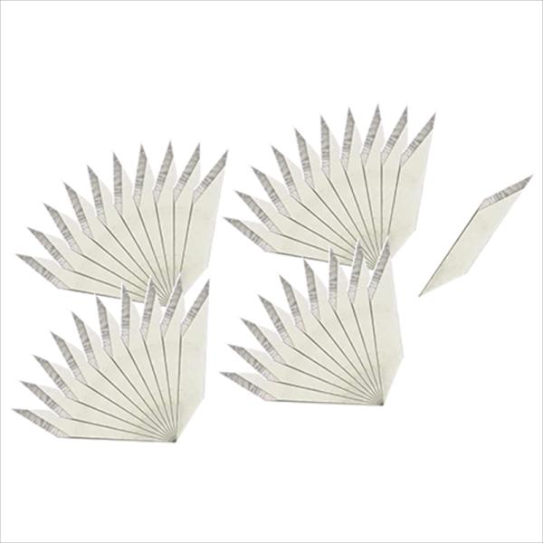 繊細な切り抜きが可能なデザインナイフ替刃です。[用途]D型用カッター替刃。[機能]刃先角度は30度です。[仕様]●入数：40枚。[材質]●刃：SKS-81炭素工具鋼。…