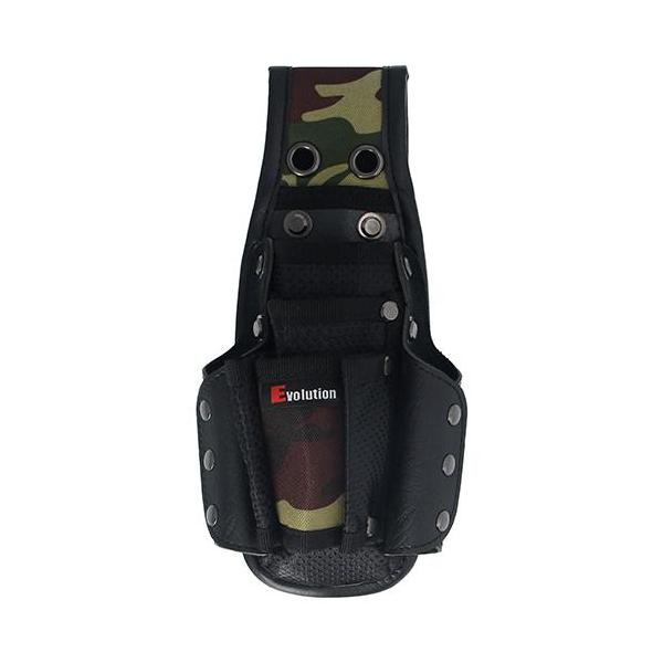 使いやすさを追求したシンプルデザインです。[用途]工具・道具等の収納、持ち運び。[機能]7丁差しのツールケースです。左右のホルダーは、フリーで取り出しやすいです。安全コードを装着できるハトメ穴が2か所あります。[仕様]●色：グリーン。●サイ...