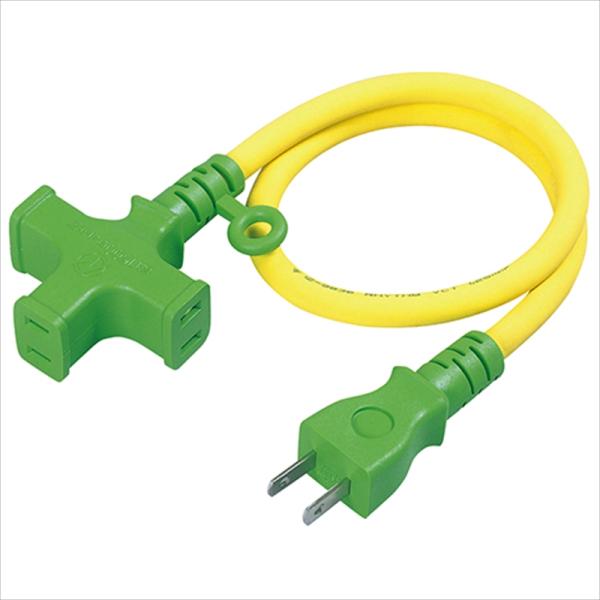 コンセント部分がピカッと光ります。[用途]ランプ付クロスタップ。[機能]ほたるコンセントです。屋内型です。[仕様]●定格：15A/125V・1500W。●電線長：0.5m(ソフト電線)。●電線色：黄。●電線種：SVCT1.25mm2×2芯。...