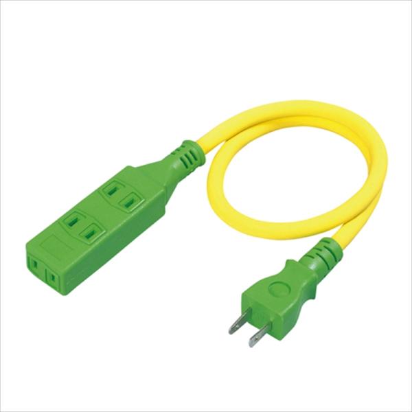 50cm長のショートタップです。[用途]アース無ストレートタップ。[機能]屋内型です。[仕様]●定格：15A/125V・1500W。●電線長：0.5m(ソフト電線)。●電線色：黄。●電線種：SVCT1.25mm2×2芯。…