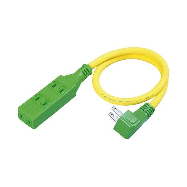 抜けにくいL型プラグです。[用途]L型ストレートタップ。[機能]屋内型です。L型プラグで抜けにくくなっています。[仕様]●定格：15A/125V・1500W。●電線長：0.5m(ソフト電線)。●電線色：黄。●電線種：SVCT1.25mm2×...