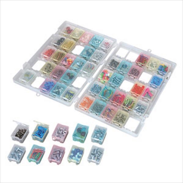 端子などの収納に最適な極小ケースをフレームにセットして大量収納できます。[用途]ワッシャーや小ネジなどの極小部品の整理、収納、携帯するためのケース。[機能]透明なので中身が確認しやすく使いやすいパーツケースになっています。畳めば薄型ブックタ...