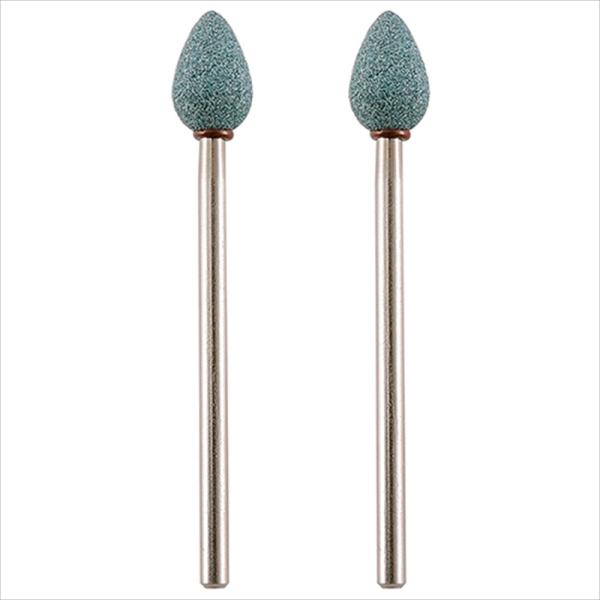 ミニルーター専用の軸付砥石です。[用途]金属、ガラスなどの研削、研磨。[機能]硬度が高く、硬い材質の研磨に最適です。ガラス・セトモノ・宝石・金属などの研削・彫刻・研磨ができます。[仕様]●シャフト径：2.35mm。●形状：卵型径6.5mm×...