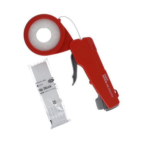 フリーサイズで無駄なく結束できる家庭用の小型結束機です。[用途]古新聞、古雑誌等の結束・パソコン、家電製品等のケーブルの束ね・袋物の口元留め。[機能]引締めレバーを握れば、より強固に結束することができます。ムダな部分が発生しないため環境に優...