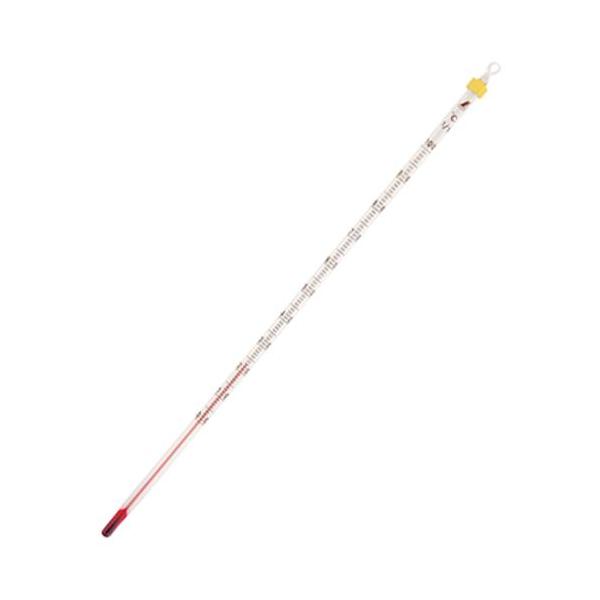 アルコール液は見やすく読み取りやすくなっています。[用途]気温、水温、地温、料理等に使える温度計。[機能]転がり防止ゴム付です。シンプルな包装で低価格を実現しました。[仕様]●本体サイズ：6mm径×300mm。●重量：21g。●精度：±1度...