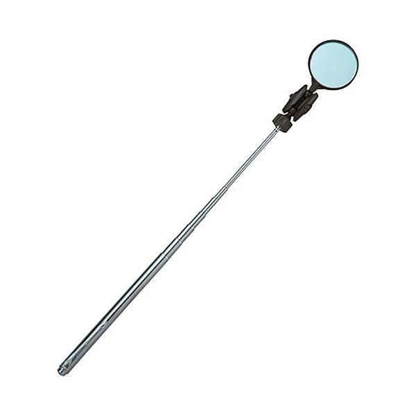 柄は、伸縮しますので、背面や狭い場所など、見えにくい場所も鏡に映して簡単に見る事ができます。[用途]見えにくい、狭い所の点検・観察に使用する鏡。[機能]鏡の角度を自由に変える事ができます。鏡は2倍に拡大して写します。[仕様]●鏡(丸型)：直...