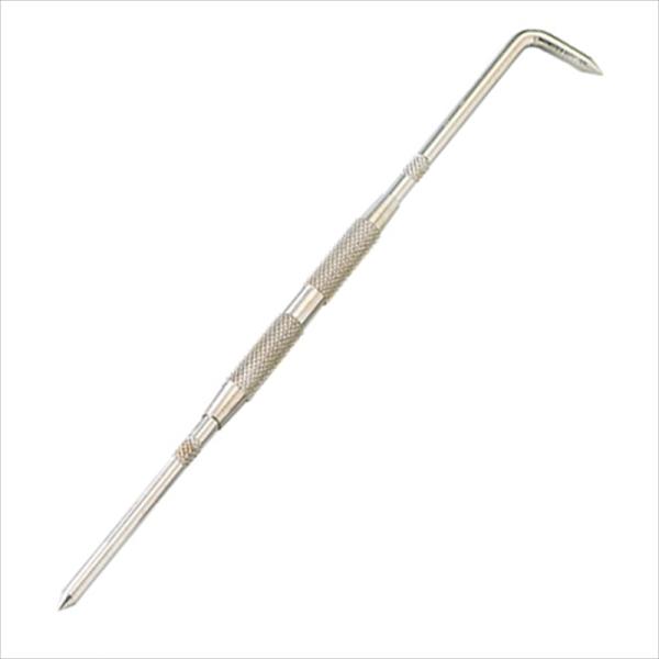 超硬チップ付きで長持ちです。[用途]鉄などに印を付ける針。[機能]先端は超硬チップ付です。先端は直線と先曲がりで使う場所に合わせられます。[仕様]●本体サイズ：長さ212mm×直径7mm。●重量：37g。[材質]●本体：鉄。●針先：超硬チップ。…