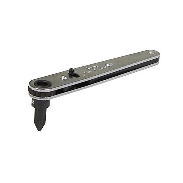 狭い箇所でのねじ回しに便利です。[用途]狭い箇所でのねじ回し作業。[機能]ハンドルは持ち手を変えず、左右の反復回し動作でネジを回せるラチェット機構です。[仕様]●ギア枚数：16枚。●ストレート型。●RoHS2対応：〇。[材質]●ビット：クロ...