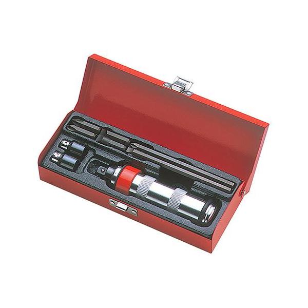 なめたネジ、錆びたネジ、固着したネジなどの取り外しに便利です。[用途]なめたネジ、錆びたネジ、固着したネジなどの取り外し。[機能]ハンマーで叩くと先端が回ります。打撃による手の滑りを防止するゴムストッパー付きです。差込角9.5mm(3/8イ...