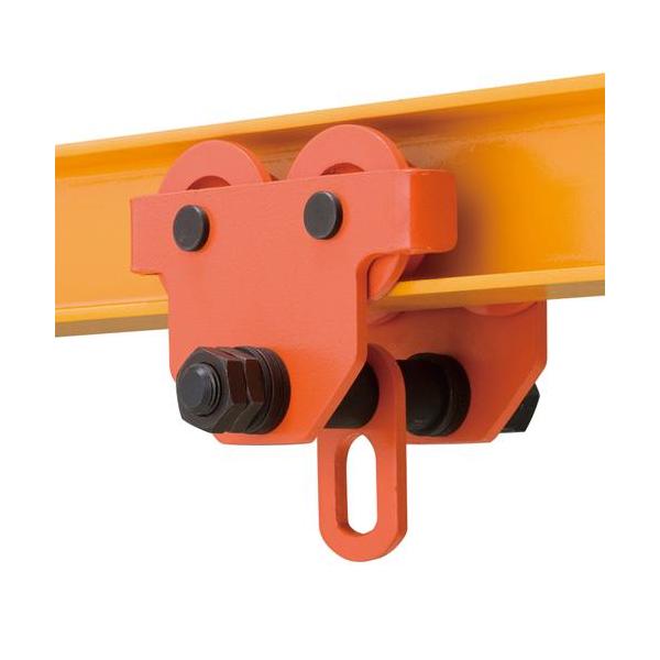 H型・I型鋼兼用ホイスト取り付け用トロリーです。[用途]H鋼やI型鋼に設置し、チェーンホイストとの接続。[機能]H型鋼とI型鋼の両方に取り付ける事が出来ます。[仕様]●定格荷重：1t。●適合ビーム幅：75mm〜125mm。[材質]●スチール。…