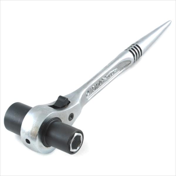 1丁で4サイズのラチェットレンチです。[用途]ナットの締付けや緩め作業。[機能]軽量で短小です。アウターソケットを使用する場合、インナーソケットが軽い力で押し上げられ、使用後はスプリングにより元に戻ります。配管工事・ダクト工事・電設工事・住...