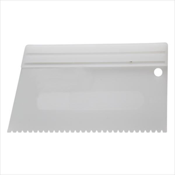 ヘラの先のギザで一定の厚みで塗り付けができます。[用途]クロス及び化学センイ等の壁・ふすま・コルクタイルの接着作業。[機能]接着剤の塗布に適しています。[仕様]●サイズ：180mm。●溝：3.0mm。[材質]●ポリプロピレン。…