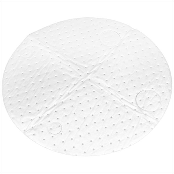 ドラム缶の天板をきれいに保つ吸着マットです。[用途]油専用吸着。[機能]ドラム缶の注ぎ口や天板など、油の垂れ落ちを吸収し、きれいな状態を維持します。1枚で約1.5L吸収します。[仕様]●吸収量：約1500ml/1枚。●サイズ：直径550×厚...