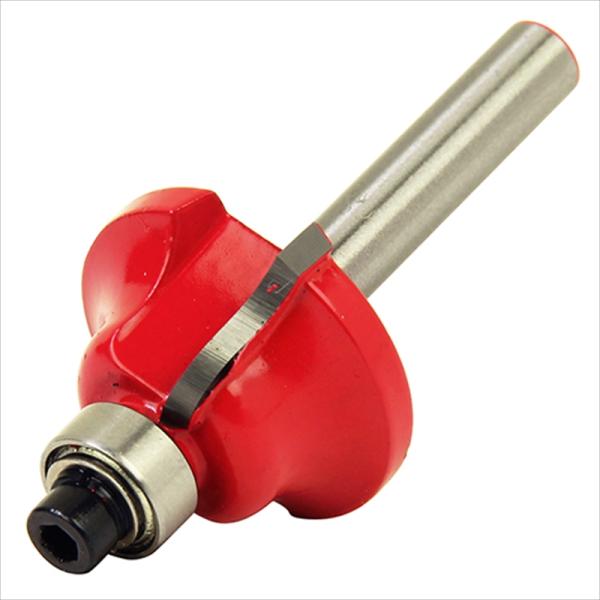 木材の溝堀加工や面取り作業に最適です。[用途]木材の溝堀加工や面取り作業。[機能]トリマー用の先端ビットです。硬度の高い超硬チップを厳選しているため、耐久性抜群です。[仕様]●サイズ：27mm。●サイズ：D(幅)27×H(高さ)13×R(曲...