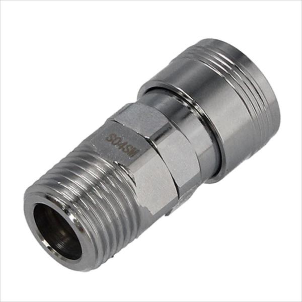 エアホースなどの配管やエアー工具への接続、離脱が簡単操作で確実に行えます。[用途]エアー工具、エアーホース等との脱着。[機能]スリーブを引き下げて、プラグを押し込むだけで接続できます。配管や工具との離脱はスリーブを引き下げるだけの簡単操作で...