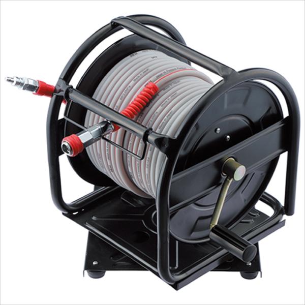 プロ向け高圧ホースのリールタイプです。[用途]ワンタッチカプラ付高圧用エアーホースリール。[機能]コンパクトで上部は丸みのあるスマートなデザインです。伸縮特殊エラストマーで最高の柔らかさの超柔軟ホースです。ワンタッチ(ソケット・カプラ付)で...