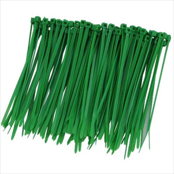 垣根・支柱の固定等に便利です。[用途]植物の誘引・支柱の固定。[機能]野菜・植物の棚作りや支柱の結束に最適です。素早く結べ、しっかりくくれます。[仕様]●幅：2.5mm。●長さ：100mm。●引張強度：8kgf。●色：グリーン。●入数：10...