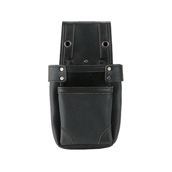 レザー調の素材を使用した釘袋です。[用途]スィングポケット仕様。[機能]スリム幅の釘袋です。袋内側底部分2重補強で丈夫です。[仕様]●対応ベルト：幅60mmまで。[材質]●ポリエステル・PVC。…