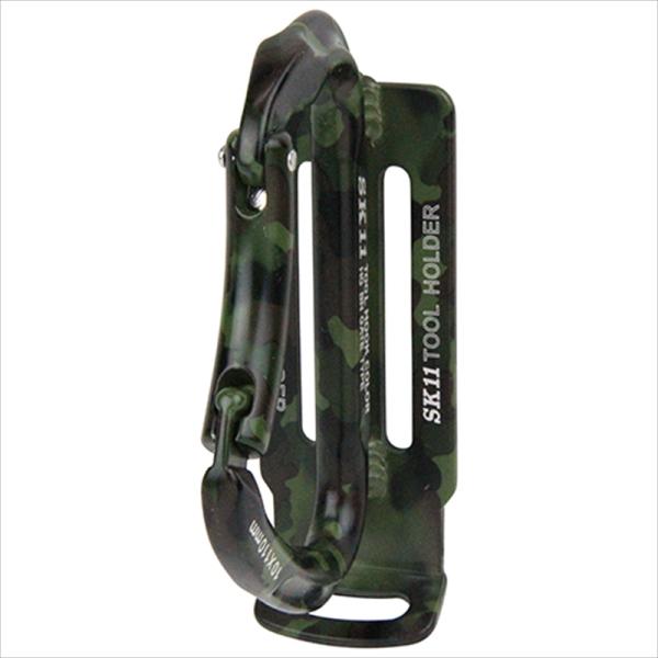 湾曲ゲートで工具を簡単に吊り下げできます。[用途]ベルトに通して工具類の吊り下げ。[機能]高強度、アルミ製鍛造カラビナです。落下防止コードの取り付けが可能です。[仕様]●色：迷彩。●50mm幅ベルト用。●落下防止コード取付可能。●吊下げ工具...