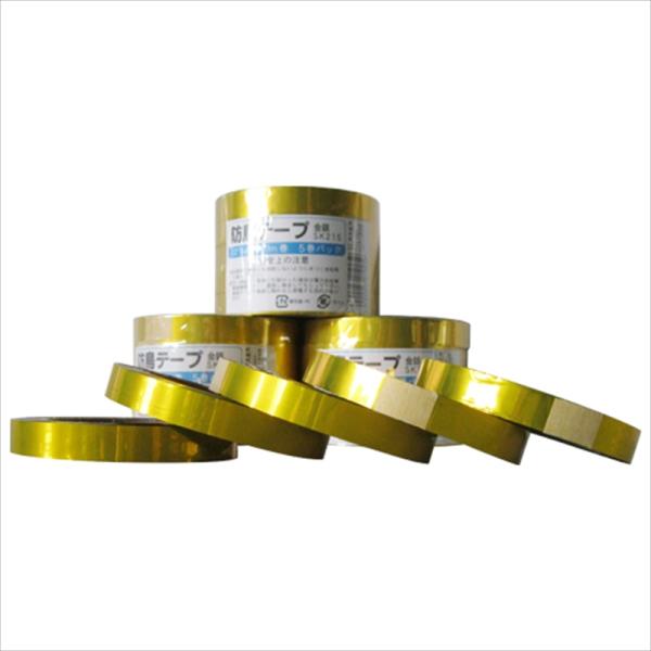 野鳥もびっくりします。[用途]防鳥・防虫。[機能]害鳥の視覚を狂わせ飛来を防止します。鳥や虫の苦手な太陽光の乱反射効果を高めます。[仕様]●色：金・銀。●幅：12mm。●長さ：90m。●5巻入。[材質]●ポリエチレン。…