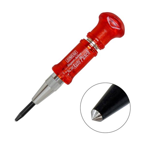 "●ハンマー不要、操作はワンタッチです。<br>●打ち込みの強弱が簡単に調節できます。<br><br>●目印作業・ケガキ作業・ドリルの位置決めなどに。<br><br>●全長(mm)...