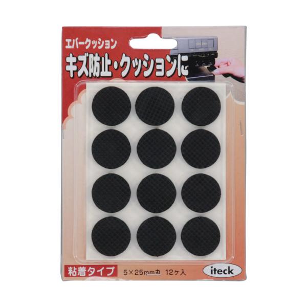 "●クッション性のある発砲タイプです。<br><br>●床・家具のキズ防止・クッションに。<br><br>●幅(mm)：25φ<br>●高さ(mm)：5<br>●色：黒...