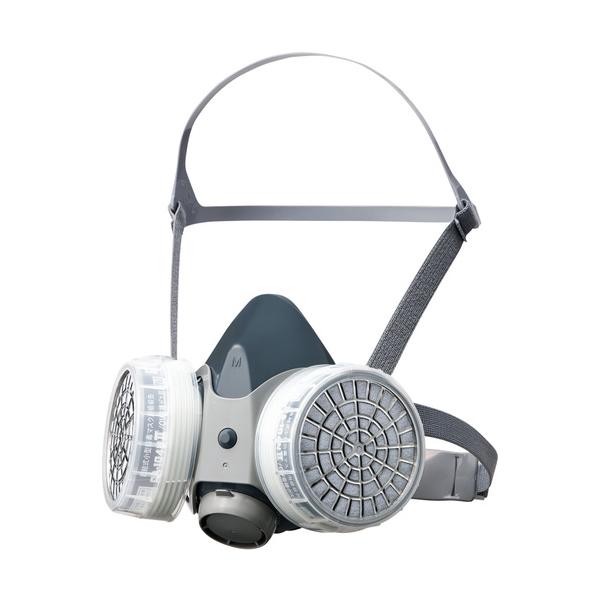 "●シングルタイプに比べ、呼吸が楽です。<br>●写真は吸収缶ＣＡ−１０４Ｎ２／ＯＶ付きです。<br><br>●低濃度の有毒ガスが発生する作業用。<br>●有害物質の環境濃度:0.1%(100...