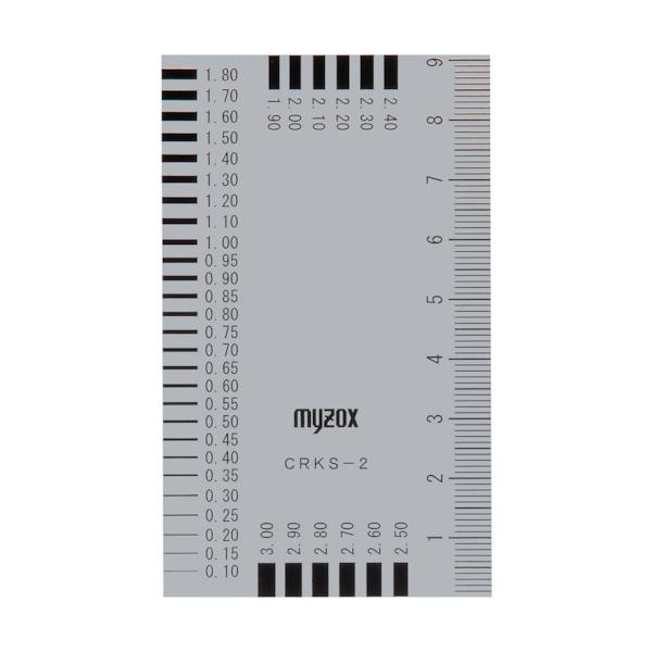 "●コンクリート製品、構造物のひび割れ寸法を、簡単・正確に測定出来ます。<br>●携帯に便利な名刺サイズ。<br>●透明プレートです。<br><br>●コンクリートのヒビ割れ測定に。<b...