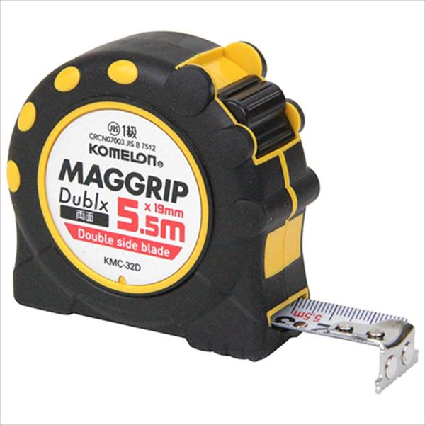 フックに強力マグネットが付いています。[用途]長さの測定。[機能]一人でも楽に測定できる強力マグネット付の爪です。壁面、柱、天井のマーキングに便利な両面目盛付きです。摩耗に強いナイロンコートテープです。[仕様]●テープ幅：19mm。●テープ...