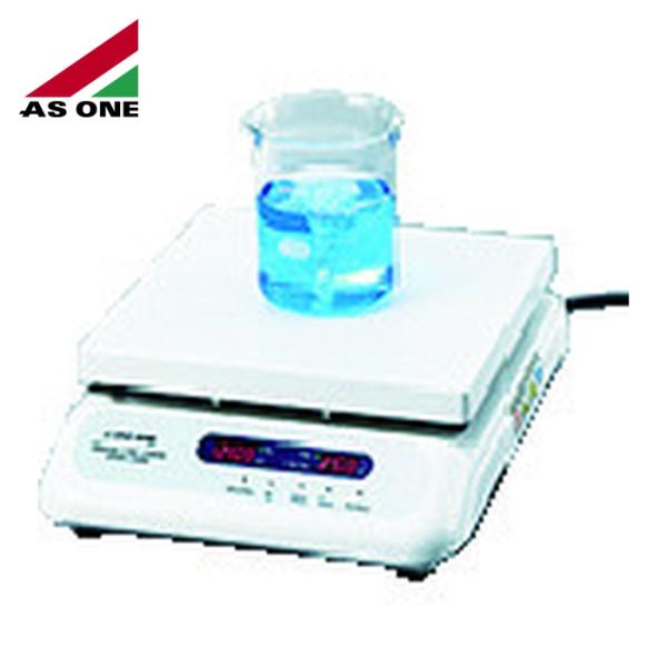 AS スターラー|特長:セラミックガラス製プレートで耐熱、耐薬品性に優れています。 最高温度550°Cまでの高温加熱用途に使用できます。 高温時に誤って触れる事がないよう、高温警報表示機能付です。