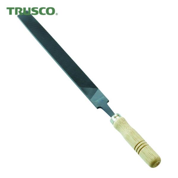 TRUSCO 鉄工用ヤスリ|特長:木柄付ですぐに使用できます。 目立てが鋭く、耐久性に優れています。 側面(片側のみ)も刃が刻まれています。