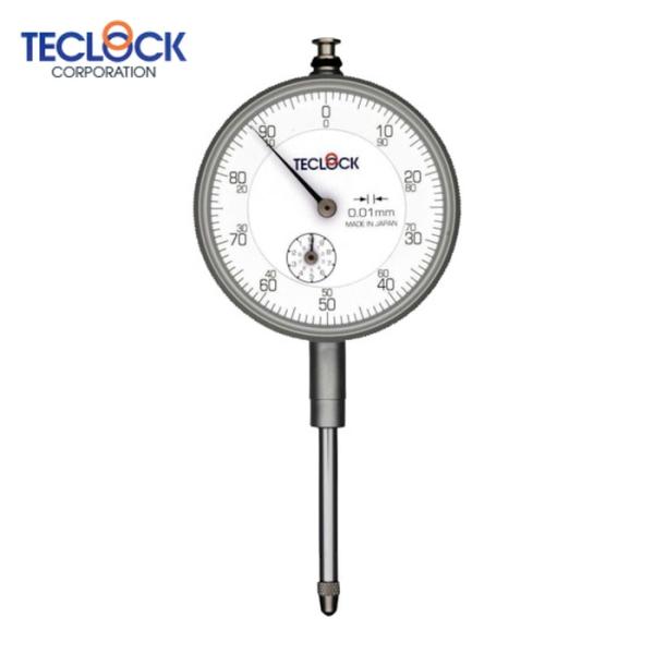 TECLOCK ダイヤルゲージ|特長:衝撃緩衝機構(ショックプルーフ)により、歯車などの機構部品を保護し、耐久性を追求しています。 測定範囲20mm、30mmのロングストロークダイヤルゲージです。