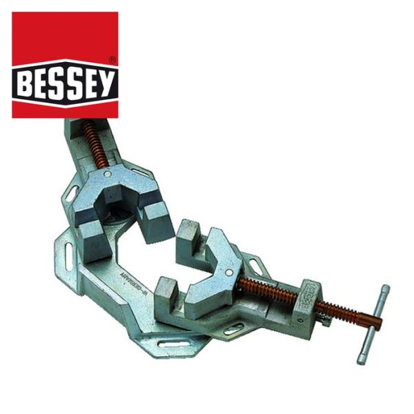 BESSEY 溶接クランプ|特長:ベースに2つの特殊バイスを組み込んだ新しい接合溶接バイスです。 ワークの接合角度は5~180°です。 この範囲でならどんな角度にも固定できます。