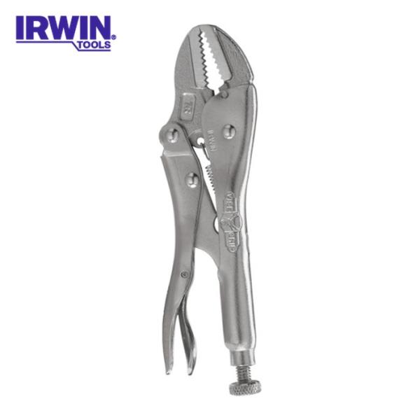 IRWIN ロッキングプライヤー|特長:平らな面を掴むのに適したあご形状です。 特に溶接作業や板金作業に適しています。 スクリューボルトでグリップ力の微調整ができるヘックスキーコントロール機能付です。