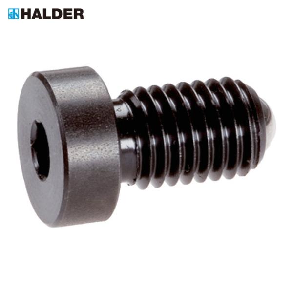 HALDER スプリングプランジャー|特長:六角穴付ボールプランジャーです。 ヘッド付きなのでねじ込み深さが決まります。