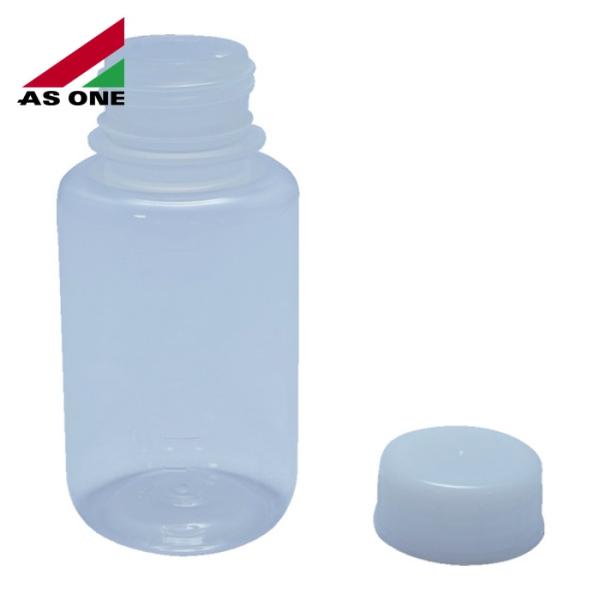 AS ボトル|特長:ガラス瓶に近い透明性があり、しかも割れにくいボトルです。 特殊目盛を採用しているため、目盛の上にラベルをはっても目盛線の突起が気になりません。 ノーパッキンで液漏れをシャットアウトします。