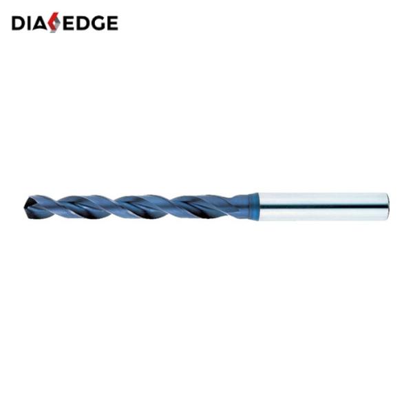 三菱K ハイスコーティングドリル|特長:バイオレットコーティングにより、TiNコーティング品の2~3倍の長寿命で、特に、合金鋼、炭素鋼、ダイス鋼や調質材、難削材で威力を発揮します。 加工用途に適した先端形状により、高精度加工を実現しています。