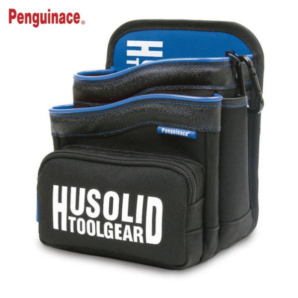 ペンギンエース 腰袋|特長:使い勝手に優れた各種ポケットとカラビナ付きで、ツールをスマートに収納、内部にはポケット、工具差しを装備し電車での移動時にも最適です。 工具の出し入れによる袋口の破損を防ぐため、パイピング部分にPVC加工を施し、腰...