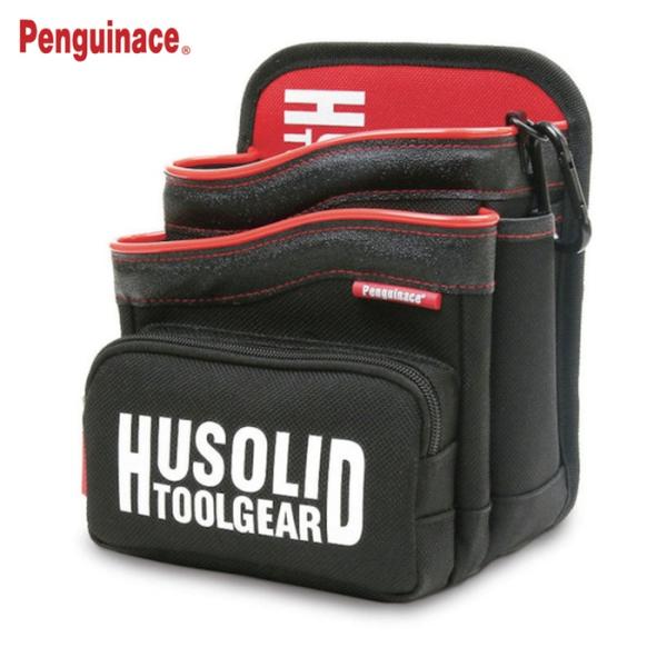 ペンギンエース 腰袋|特長:使い勝手に優れた各種ポケットとカラビナ付きで、ツールをスマートに収納、内部にはポケット、工具差しを装備し電車での移動時にも最適です。 工具の出し入れによる袋口の破損を防ぐため、パイピング部分にPVC加工を施し、腰...