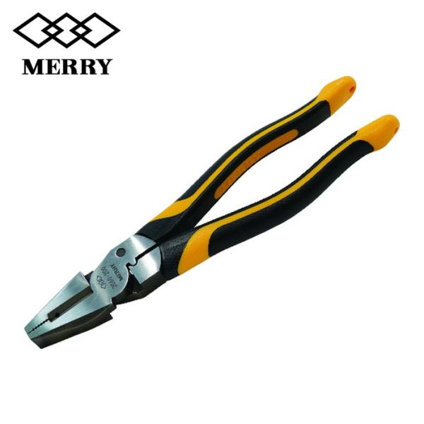 メリー 圧着ペンチ|特長:刃長が長いのでVA線<VVF>(φ2。 6mm×3芯)が1回で切断できます。 端子の圧着が行えます。