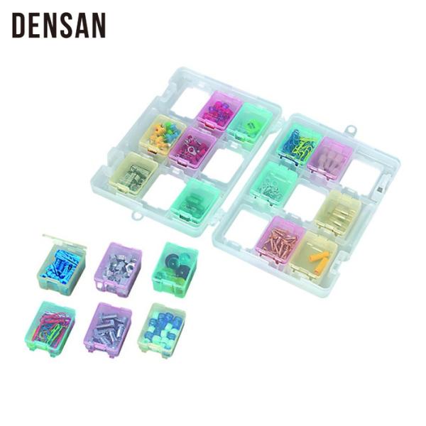 DENSAN パーツケース(樹脂製)|特長:着脱自在の透明小箱で何種類ものパーツ・小物を収納、整理、整頓できます。 透明小箱で中身が一目瞭然です。 薄型ブックタイプなので収納場所を選ばず、本棚にも収納可能です。