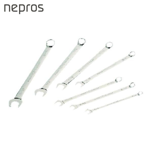 nepros コンビネーションスパナ|特長:めがね部はKTC独自のNパワーフィットを採用し、応力の集中を防ぎ、なめりを防止します。 スパナ部は口開きを防ぐ新設計、めがね部はコンパクトな外径、Nパワーフィットを採用しています。
