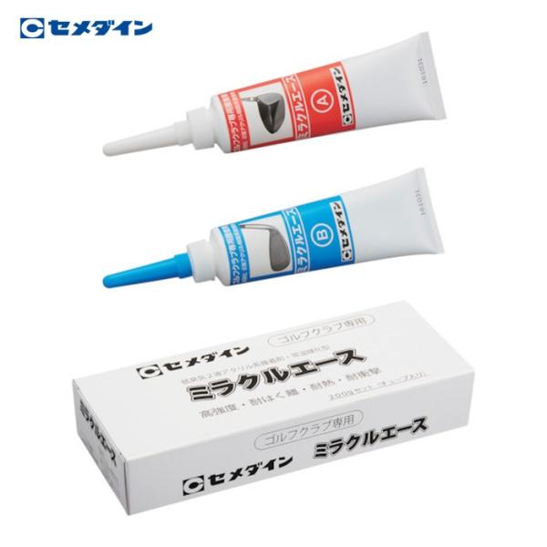 セメダイン エポキシ系接着剤2液タイプ|特長:ゴルフクラブ組立用です。 メタルロック(品番AY・123)の大容量タイプです。