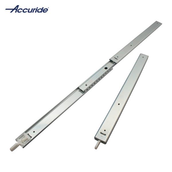 アキュライド スライドレール|特長:全閉時ロック機構付です。 レバー操作でロック解除ができます。 ドロワーメンバーを完全に引き出せるフルトラベルのスライドレールです。