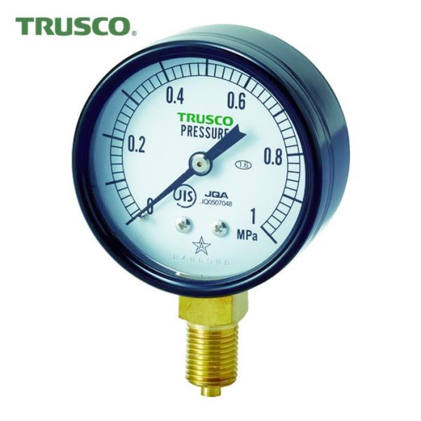 TRUSCO 汎用圧力計|特長:ケースおよびカバーは電着塗装で耐食性に優れています。 圧力計の3大流体(エア・油・水)のどれにでも使用できます。 JIS B 7505・1規格品です。